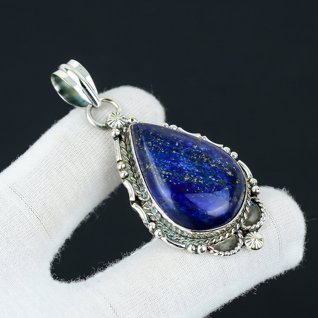 Lapis Lazuli Pendant, Natural Lapis Lazuli Jewelry, 925 Sterling Silver ...