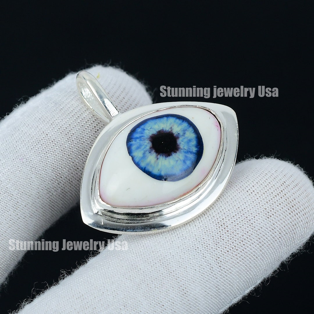 Dark Blue Human Eye Gemstone Handmade 925 Sterling Silver - Etsy