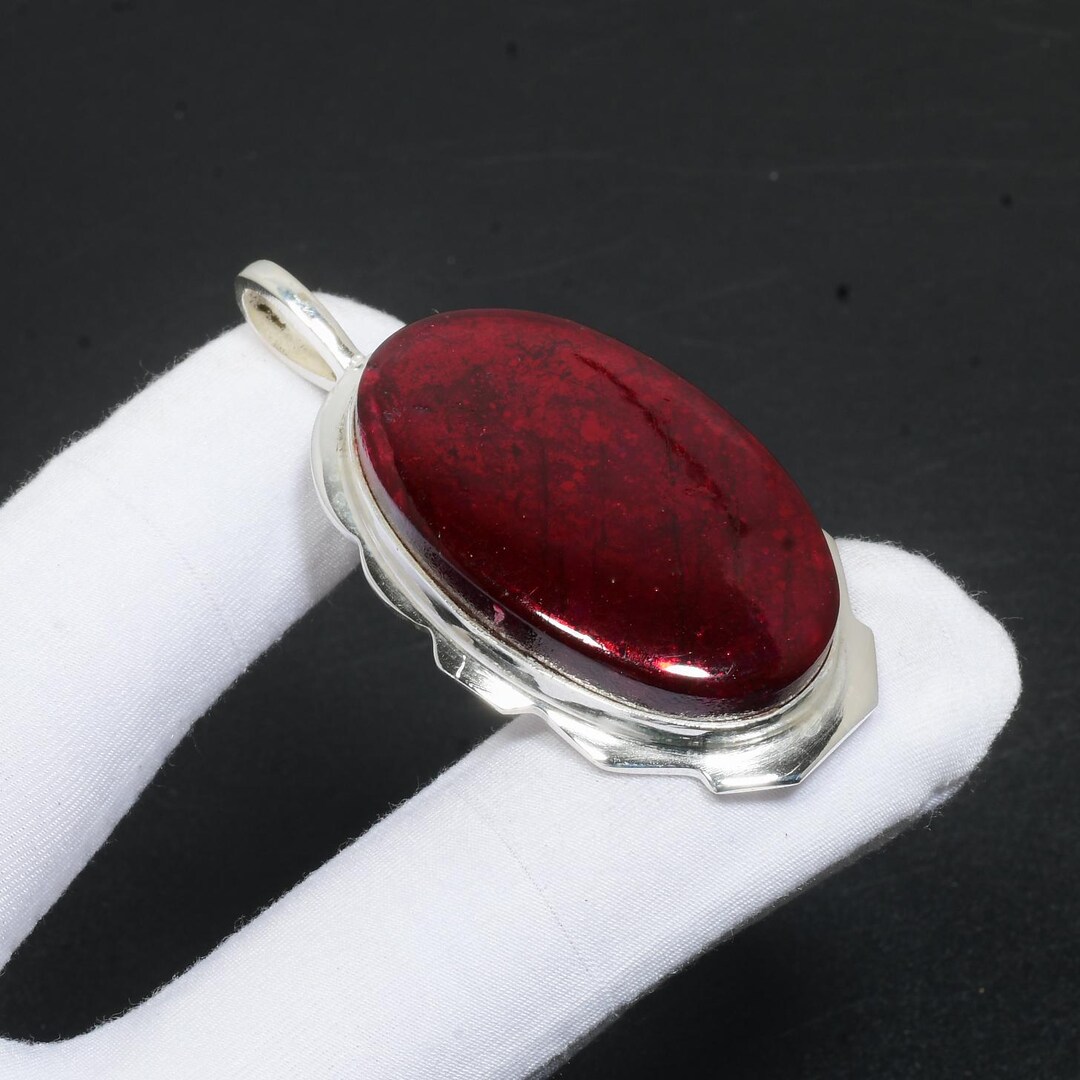 Red Labradorite Pendant Natural Labradorite Gemstone Handmade 925 ...