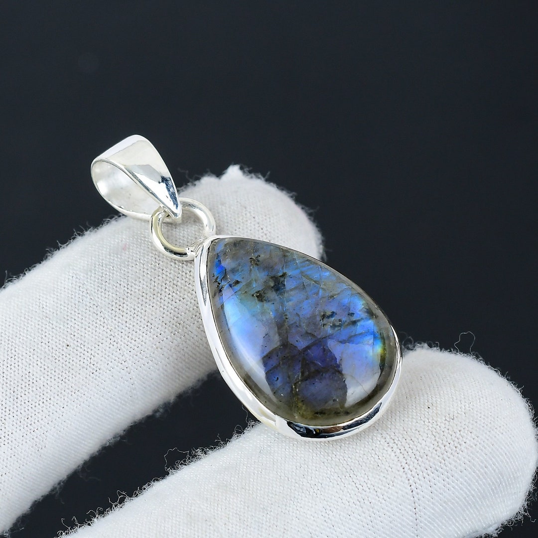 Blue Labradorite Natural Gemstone Handmade 925 Sterling Silver Pendant ...