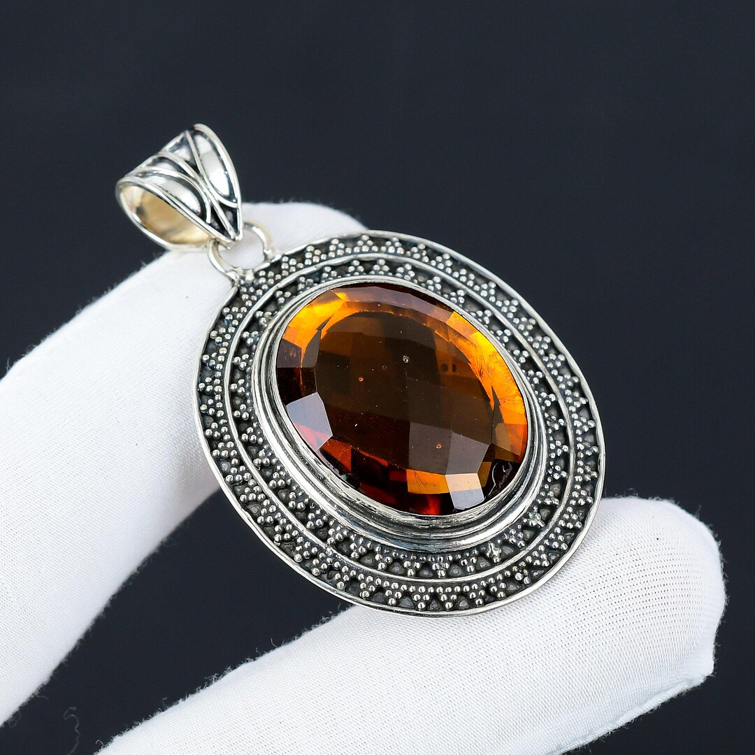 Honey Topaz Gemstone Handmade 925 Sterling Silver Pendant, Antique ...