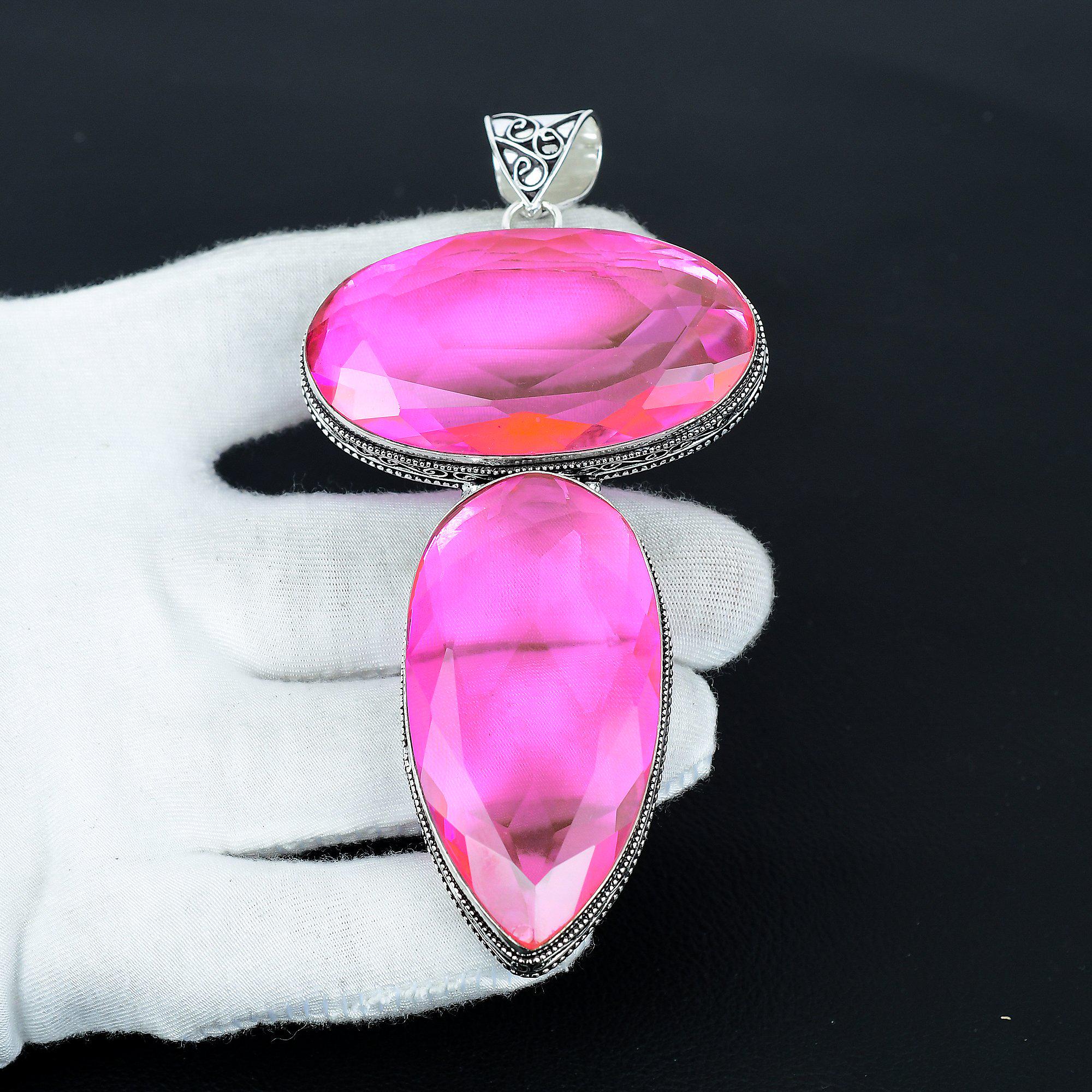 Pink Tourmaline Giant Size Gemstone Handmade 925 Sterling Silver ...