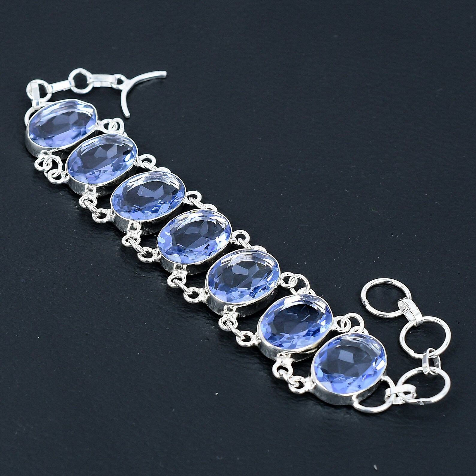 Iolite Gemstone Bracelet, 925 Sterling Silver Jewelry Bracelet, Iolite ...