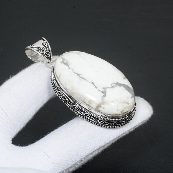 Howlite Pendant With Silver Chain Necklace 925 Sterling Silver - Etsy