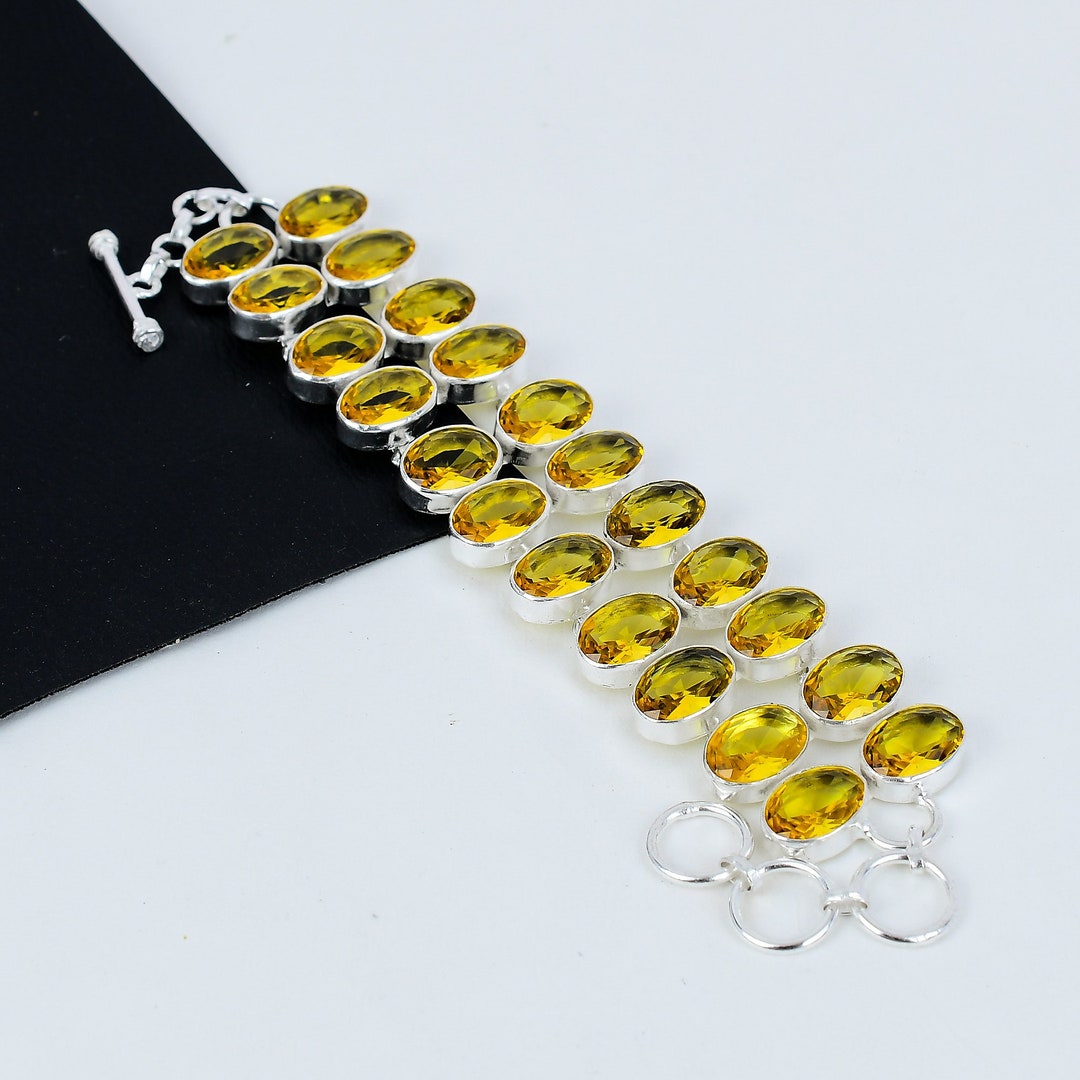 Citrine Gemstone Bracelet, Citrine Handmade 925 Sterling Silver ...