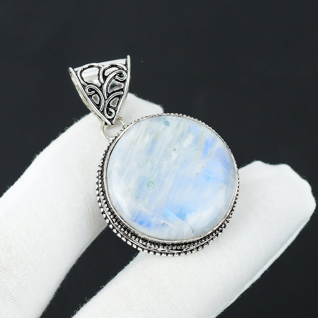 Flashy Moonstone Pendant Natural Moonstone Gemstone Pendant 925 ...