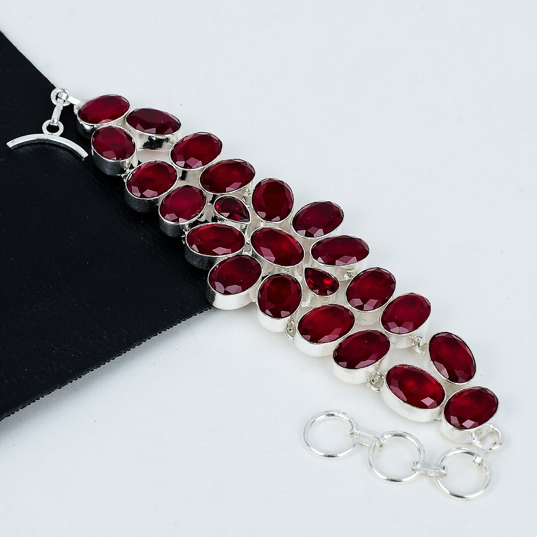 Ruby Dainty Bracelet, Red Ruby Gemstone, Red Ruby Handmade Bracelet ...