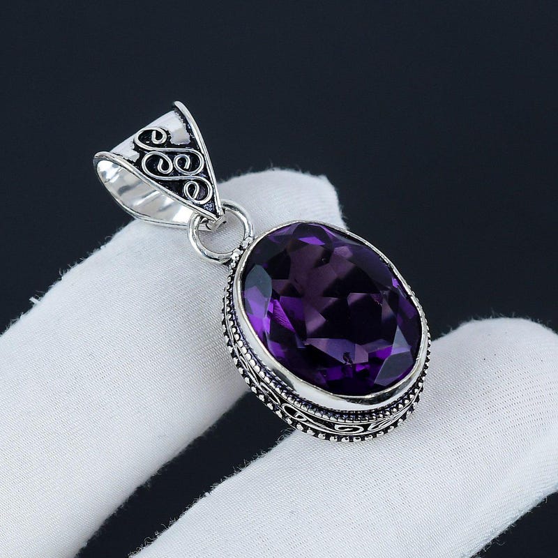 Real Amethyst Pendant Men - Etsy