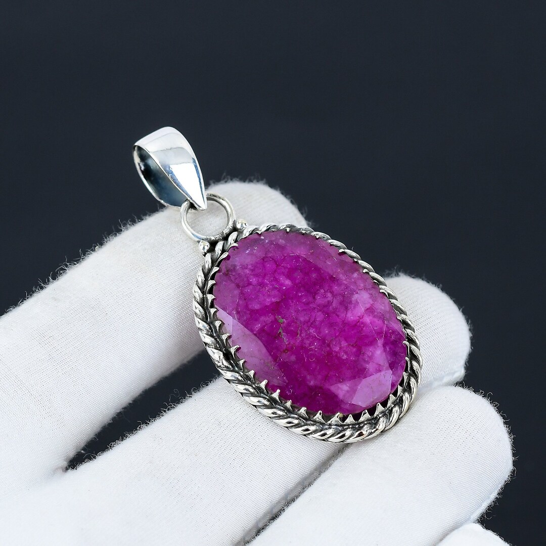 Kashmir Ruby Pendant 925 Sterling Silver Pendant Kashmir Ruby Gemstone ...