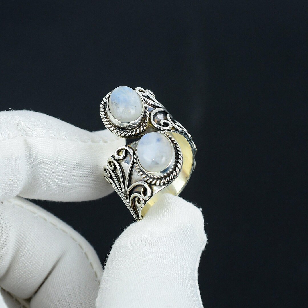 Flashy Moonstone Rings, 925 Sterling Silver Solid Rings, Boho Silver ...
