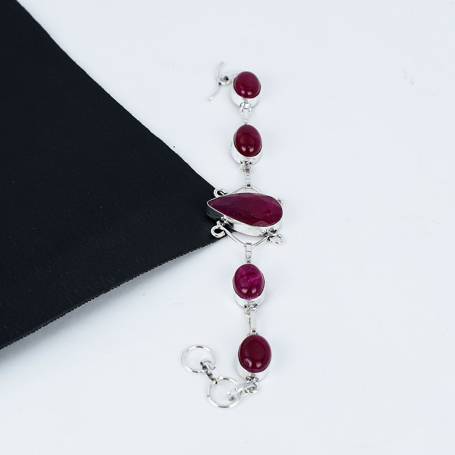 Ruby Gemstone Bracelet, 925 Sterling Silver Jewelry Bracelet, Ruby ...