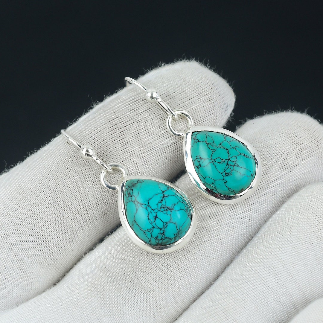 Turquoise Earring, 925 Sterling Silver Earring Beautiful Gemstone ...