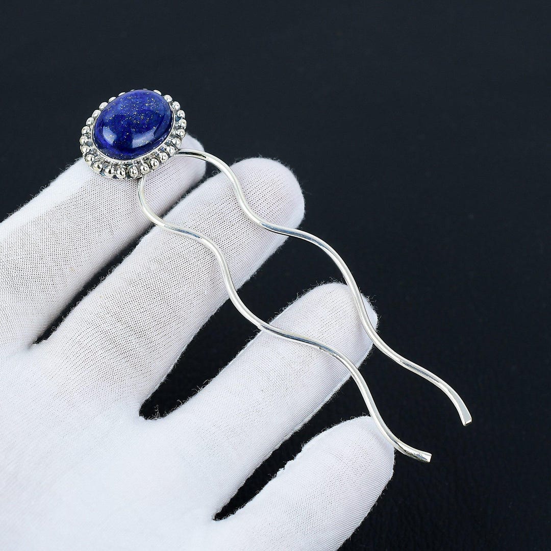 Lapis Lazuli Handmade Hair Gemstone Dainty Pin Hair Bun Holder, Hair ...
