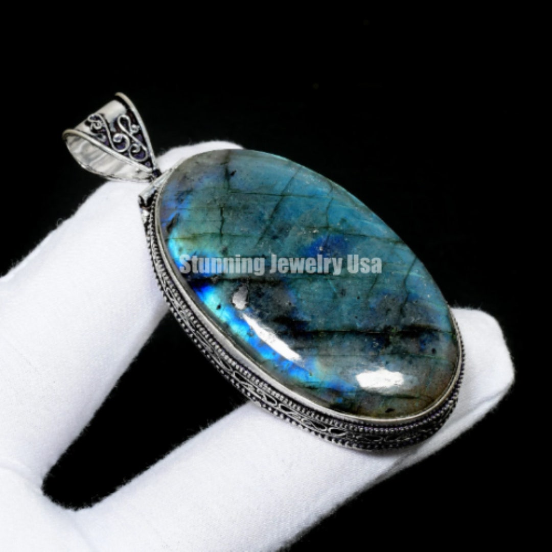 Labradorite Silver Pendant 925 Sterling Silver Gemstone Pendant Silver ...