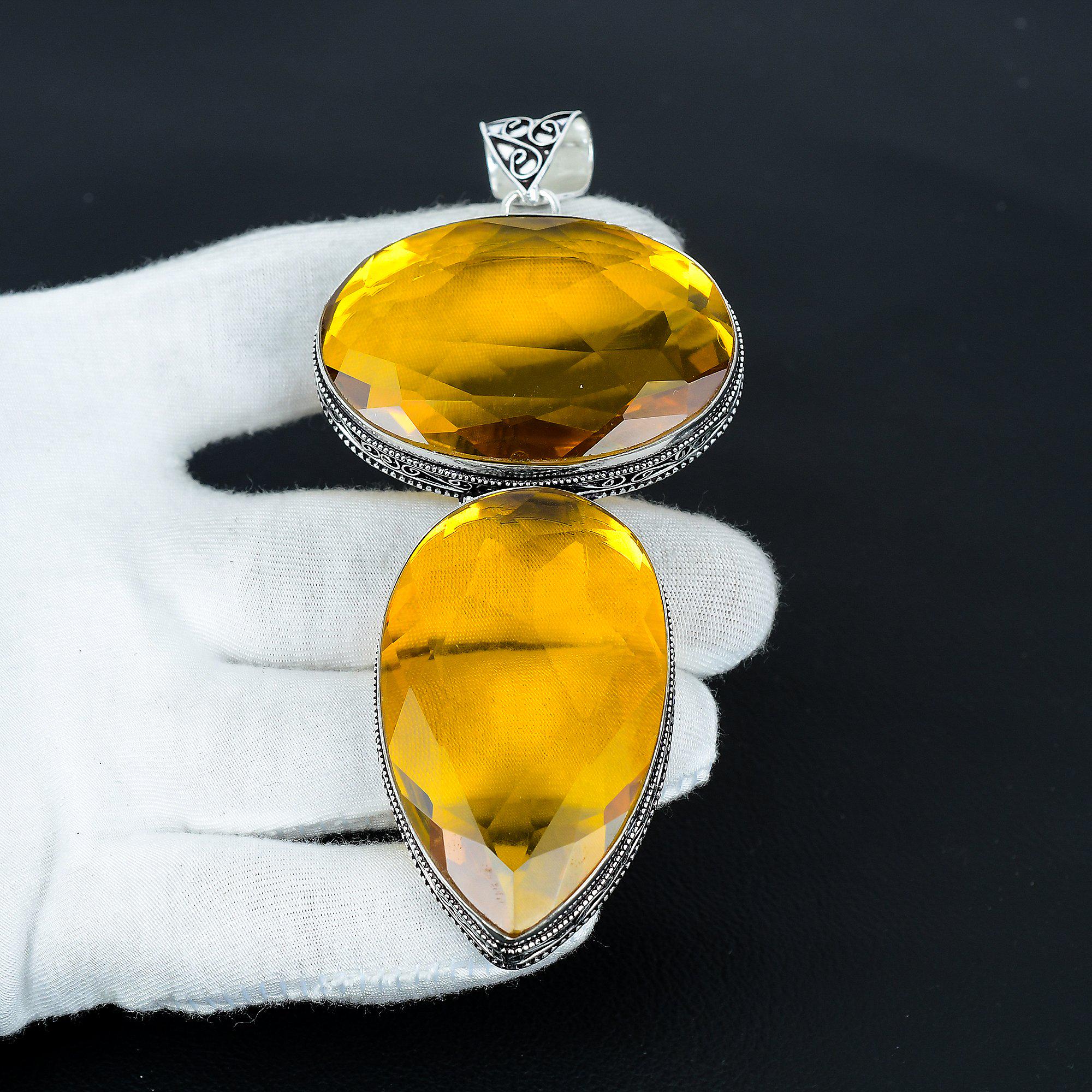 Citrine Giant Size Gemstone Handmade 925 Sterling Silver Jewelry ...