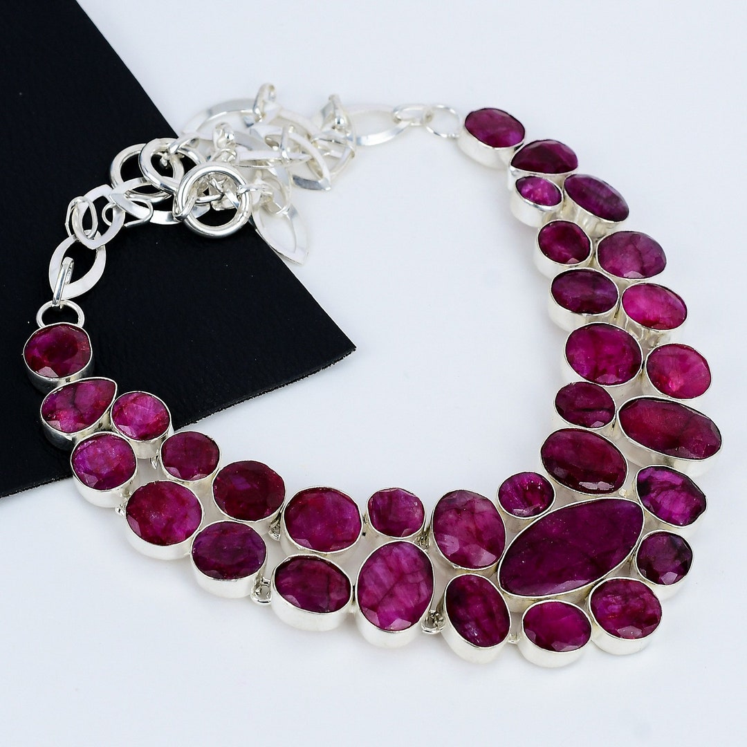 Precious Ruby Necklace Bridal Set, Ruby Necklace Red Ruby Jewelry, Ruby ...