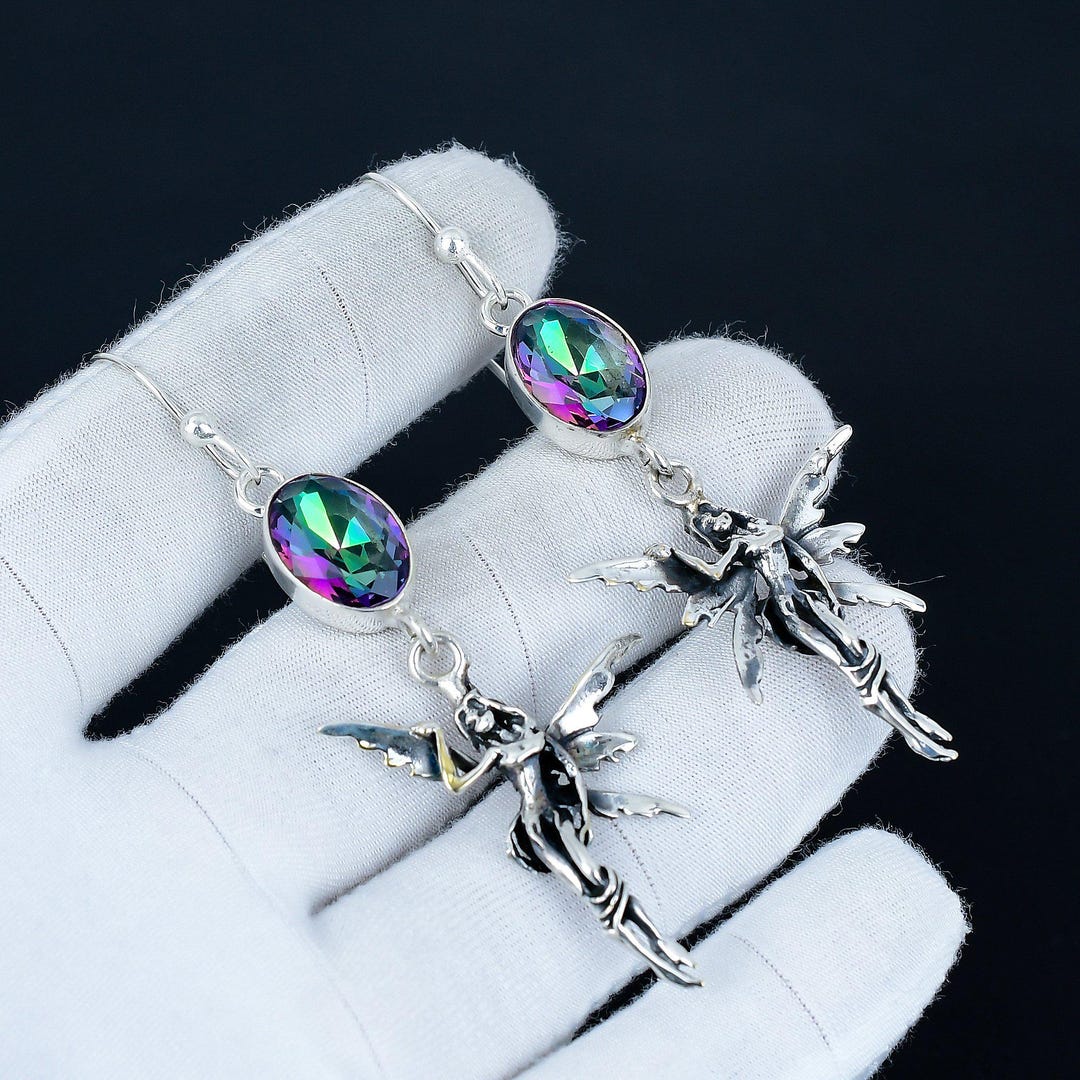 Mystic Topaz Gemstone Earrings in 925 Sterling Silver Earring - Mystic ...