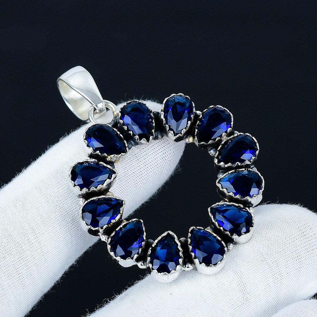 Blue Sapphire Pendant, 925 Sterling Silver Pendant, Handmade Jewelry ...