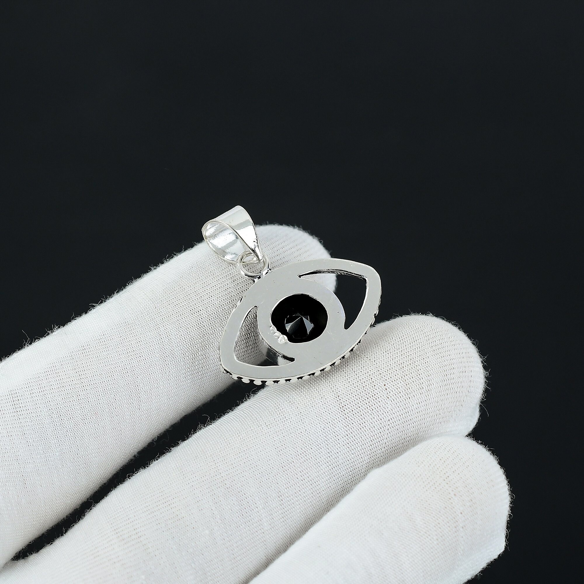 Black Spinel Eye Pendant 925 Sterling Silver Pendant Spinel Handmade ...