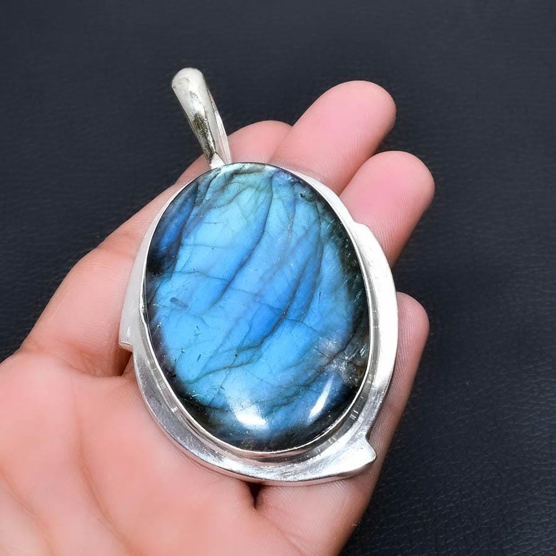 Natural Fire Labradorite, Big Size Gemstone Handmade 925 Sterling ...