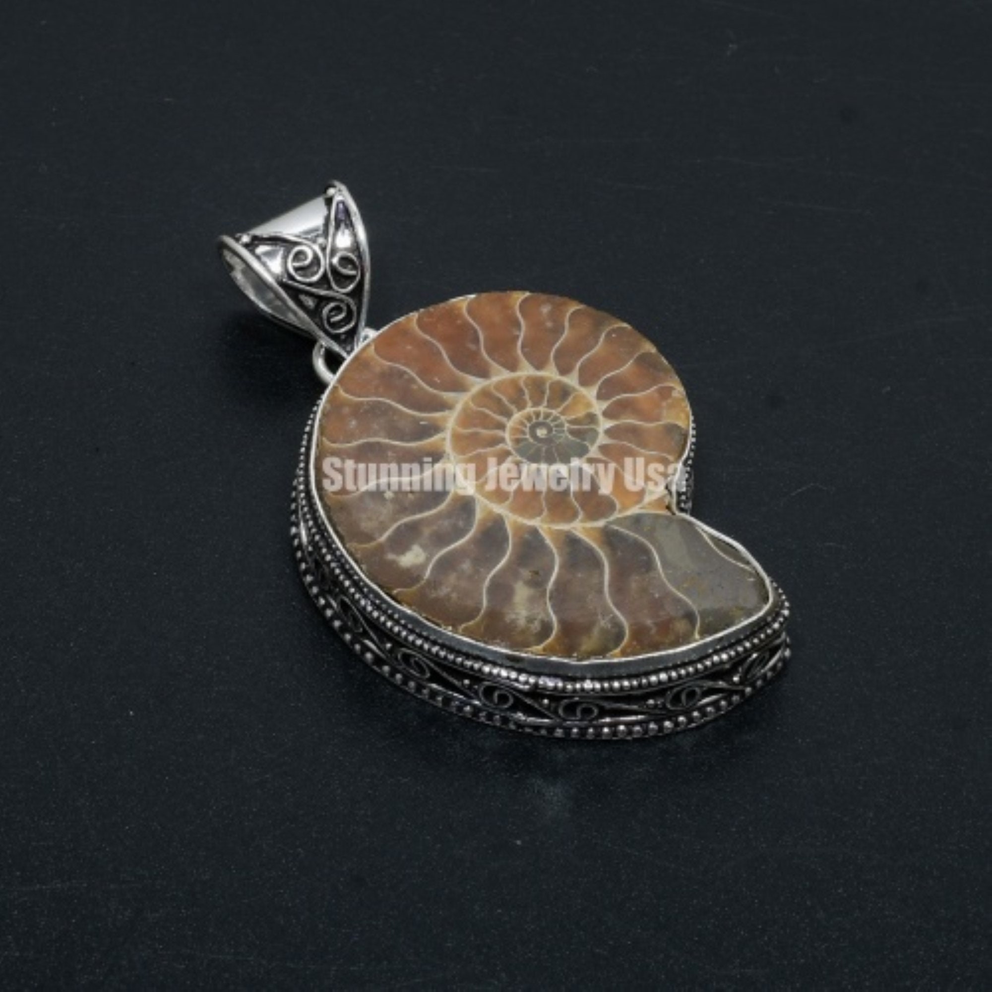 Ammonite Sterling Silver Pendant Ammonite Gemstone Jewelry - Etsy