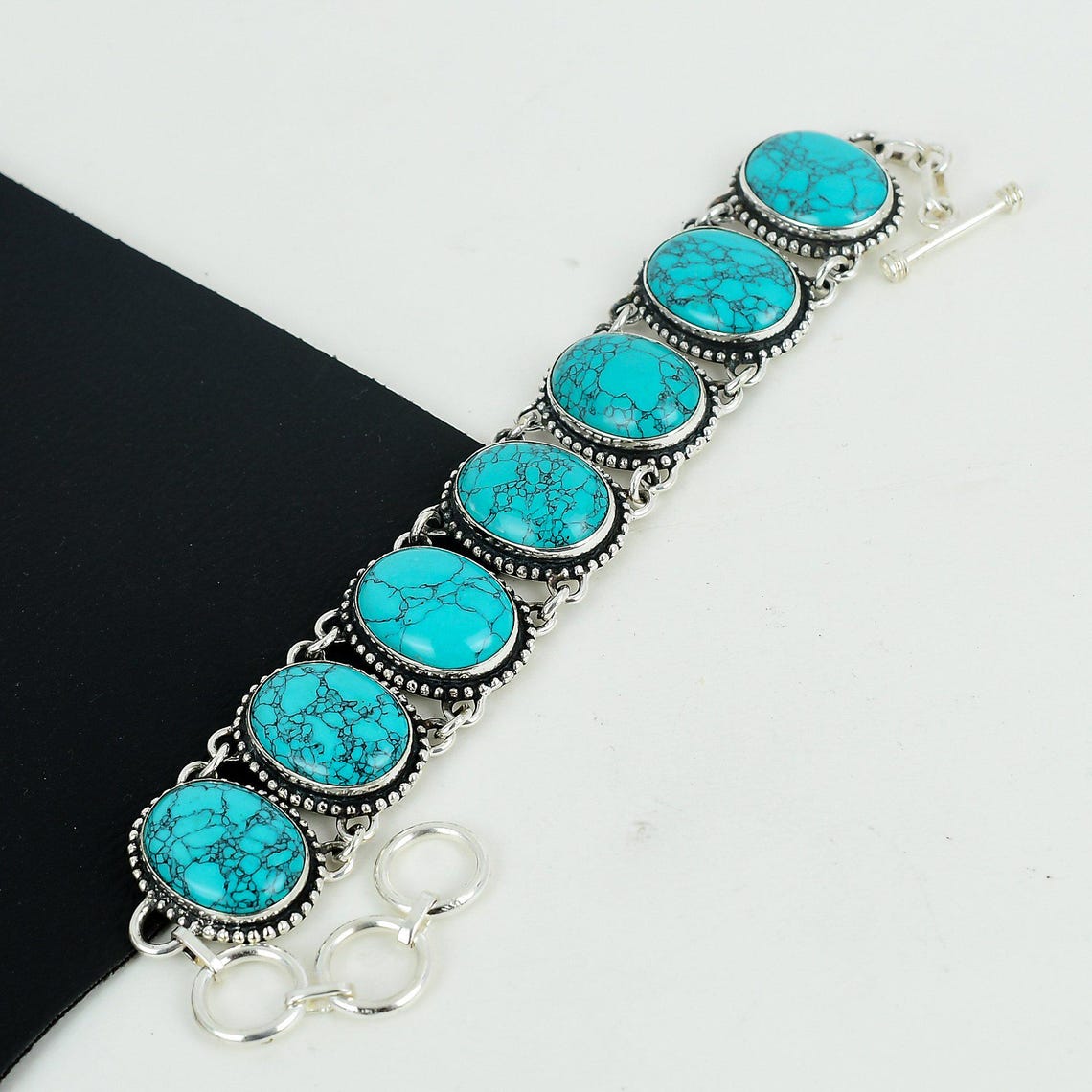 Elegant Blue Turquoise Handmade Bracelet 925 Sterling Silver Jewelry ...