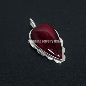 Red Labradorite Pendant Natural Labradorite Gemstone Handmade 925 ...