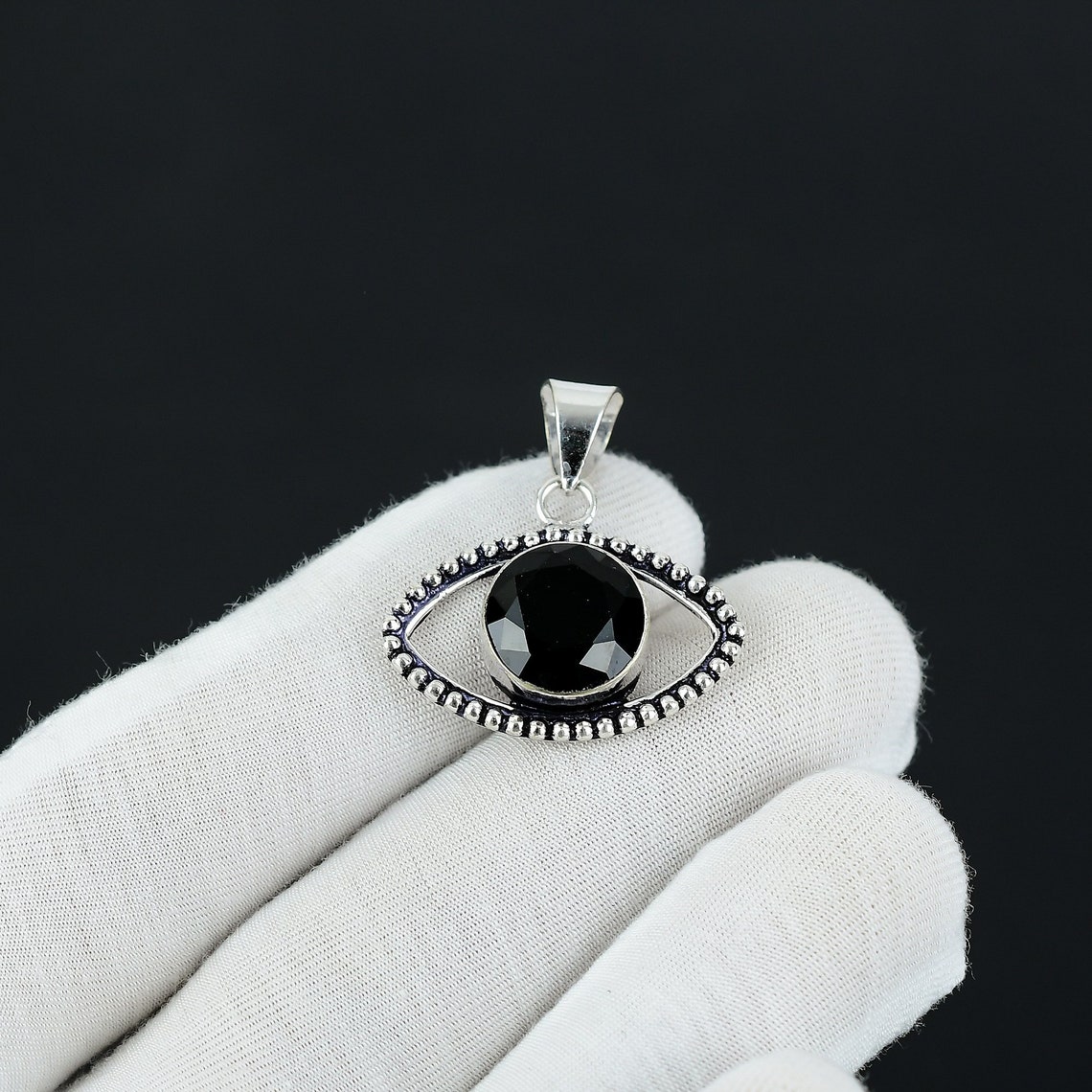 Black Spinel Eye Pendant 925 Sterling Silver Pendant Spinel Handmade ...
