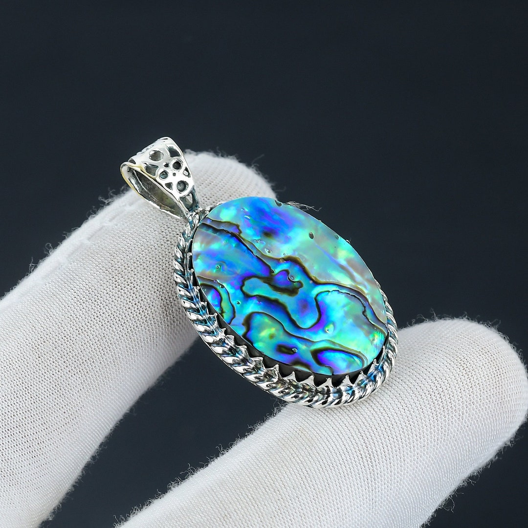 Abalone Shell Pendant, Abalone Shell Gemstone Handmade 925 Sterling ...