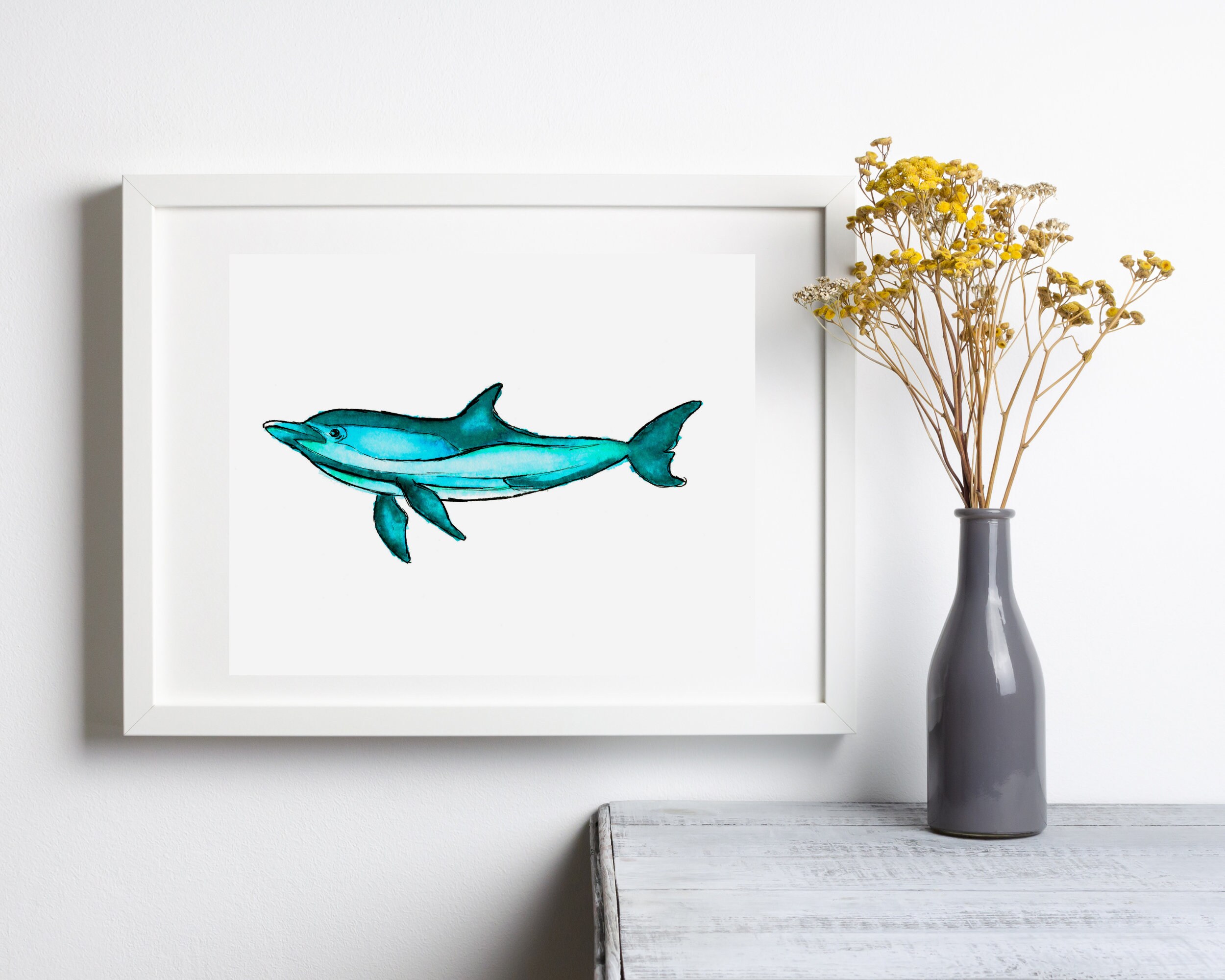 Dolphin - Watercolor Dolphin - Watercolor Art Print - Watercolor Print ...