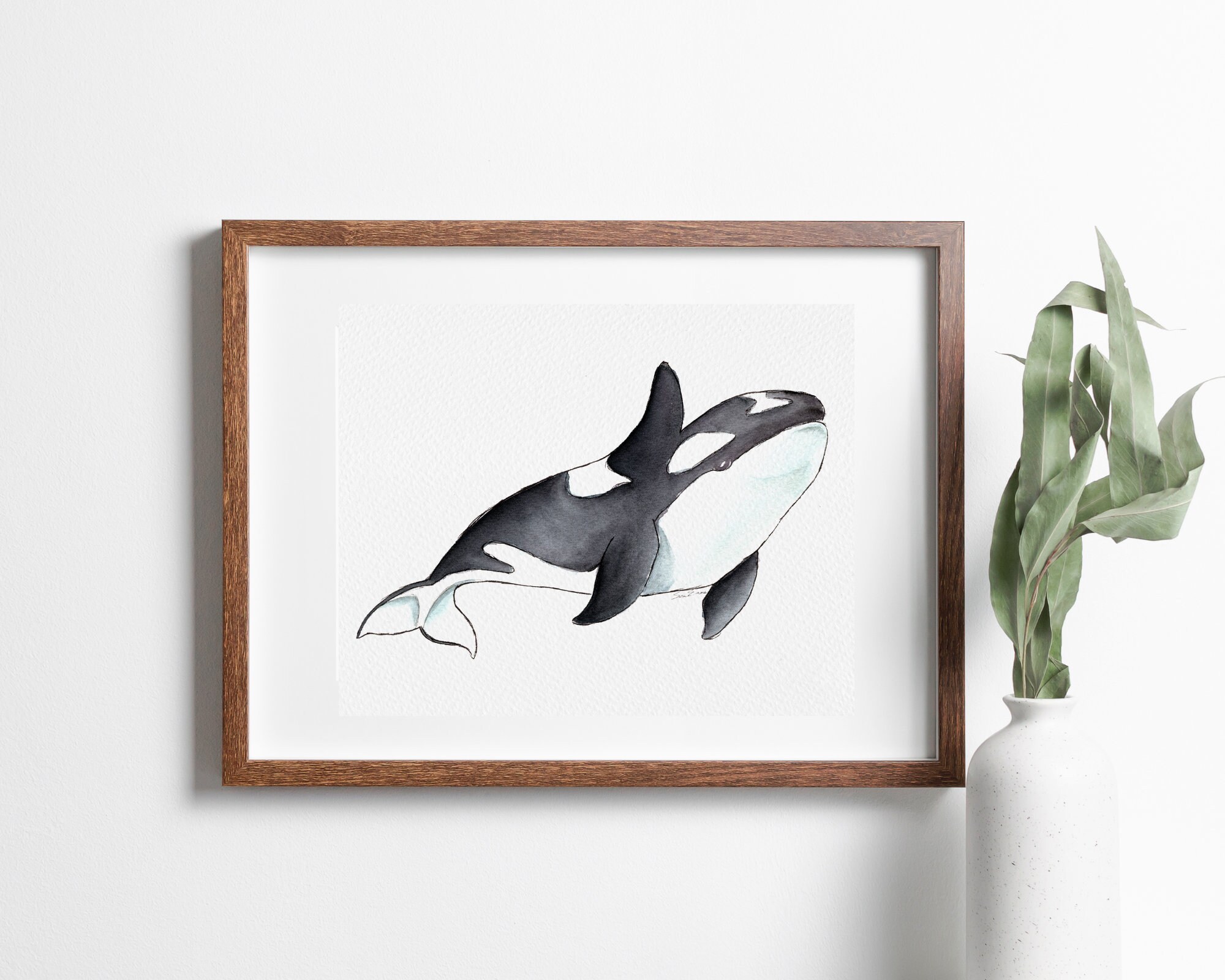 Orca, Watercolor Orca, Watercolor Whale, Watercolor Art Print, Under ...