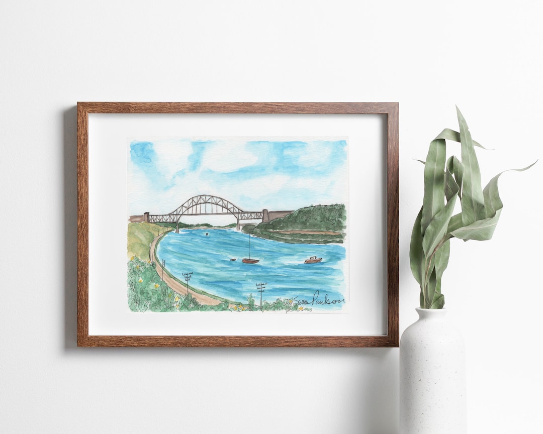 Watercolor Bourne Bridge Art Print, Watercolor Art, Watercolor Print, Cape Cod, Cape Cod Art ...