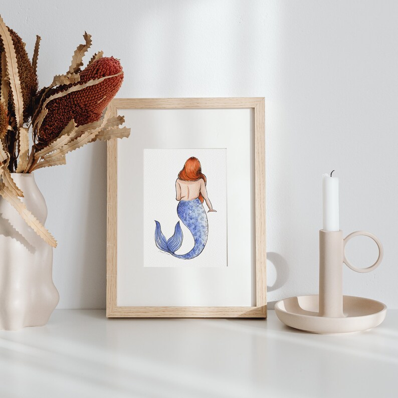 Watercolor Mermaid Art Print, Ocean Inspired Decor, Wall Art, Mermaid ...