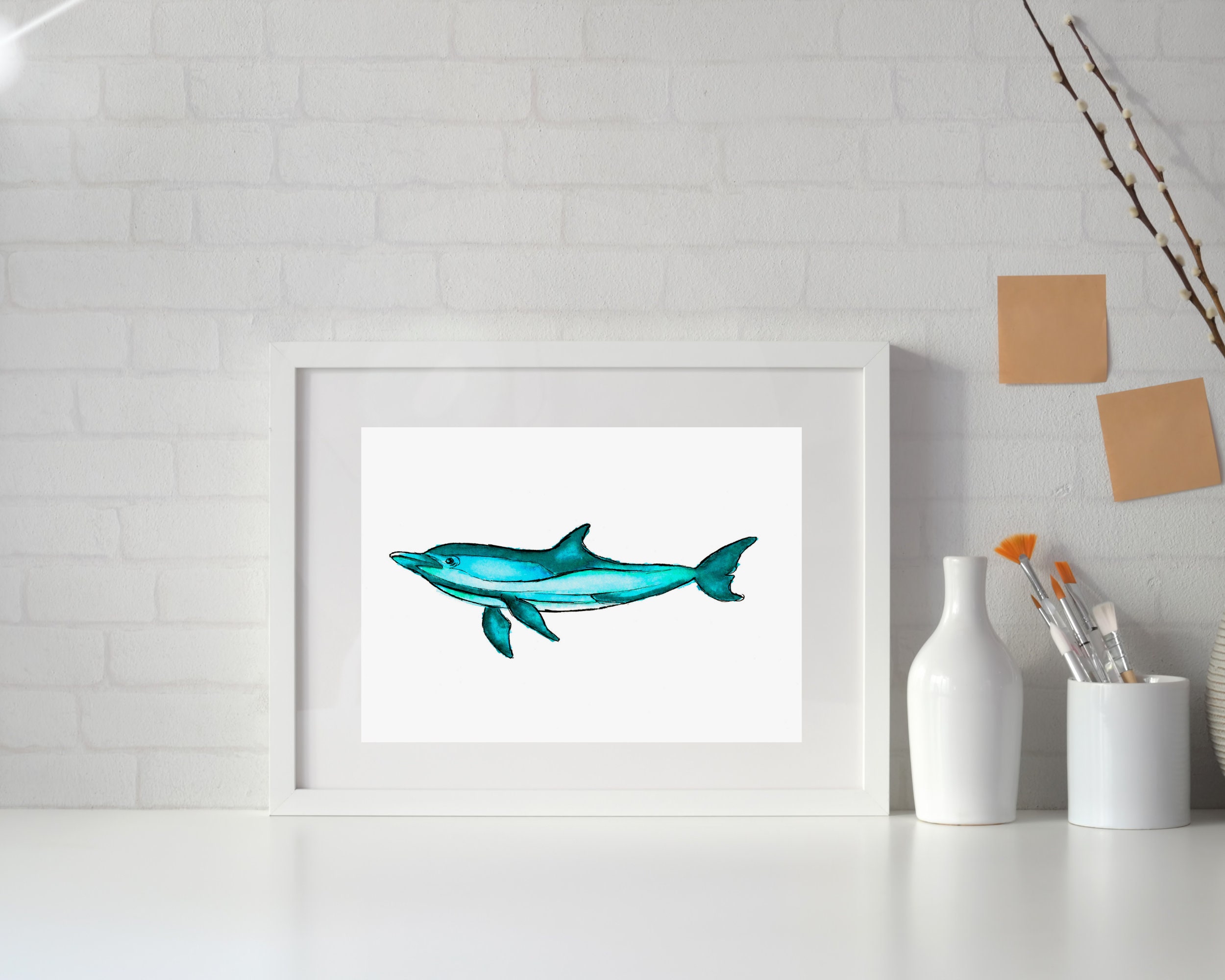 Dolphin - Watercolor Dolphin - Watercolor Art Print - Watercolor Print ...