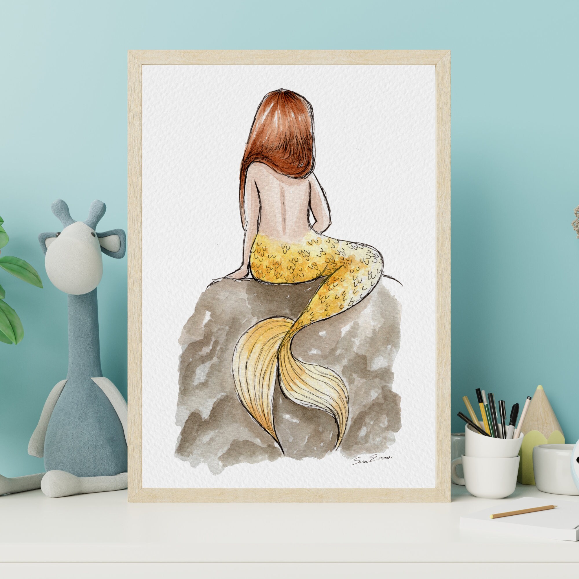 Ocean Inspired Decor, Watercolor Art Print, Mermaid Art, Mermaidcore ...