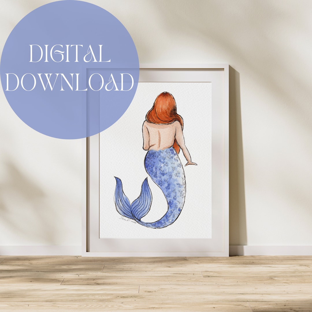 Watercolor Mermaid Art Print, Ocean Inspired Decor, Wall Art, Mermaid ...