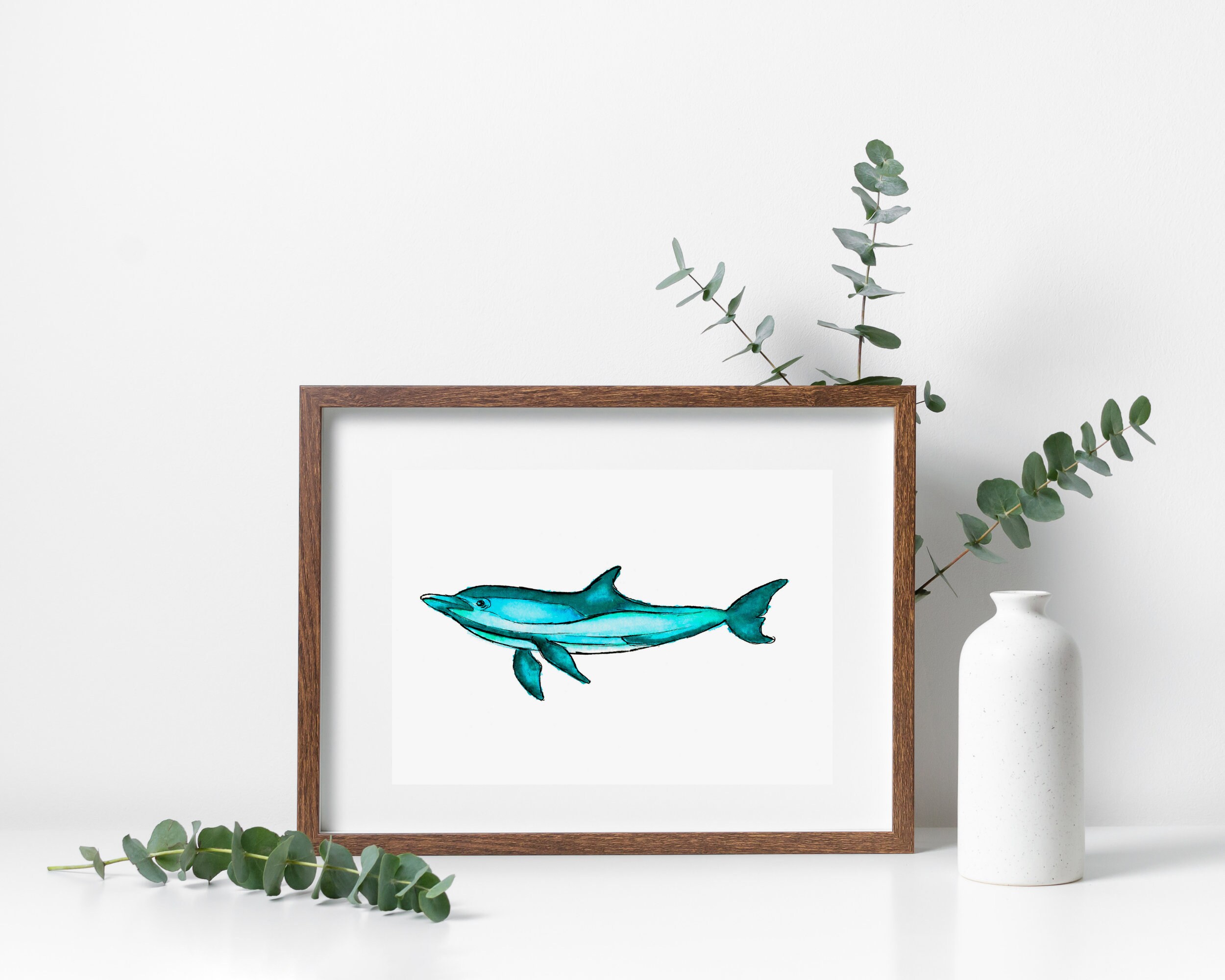 Dolphin - Watercolor Dolphin - Watercolor Art Print - Watercolor Print ...