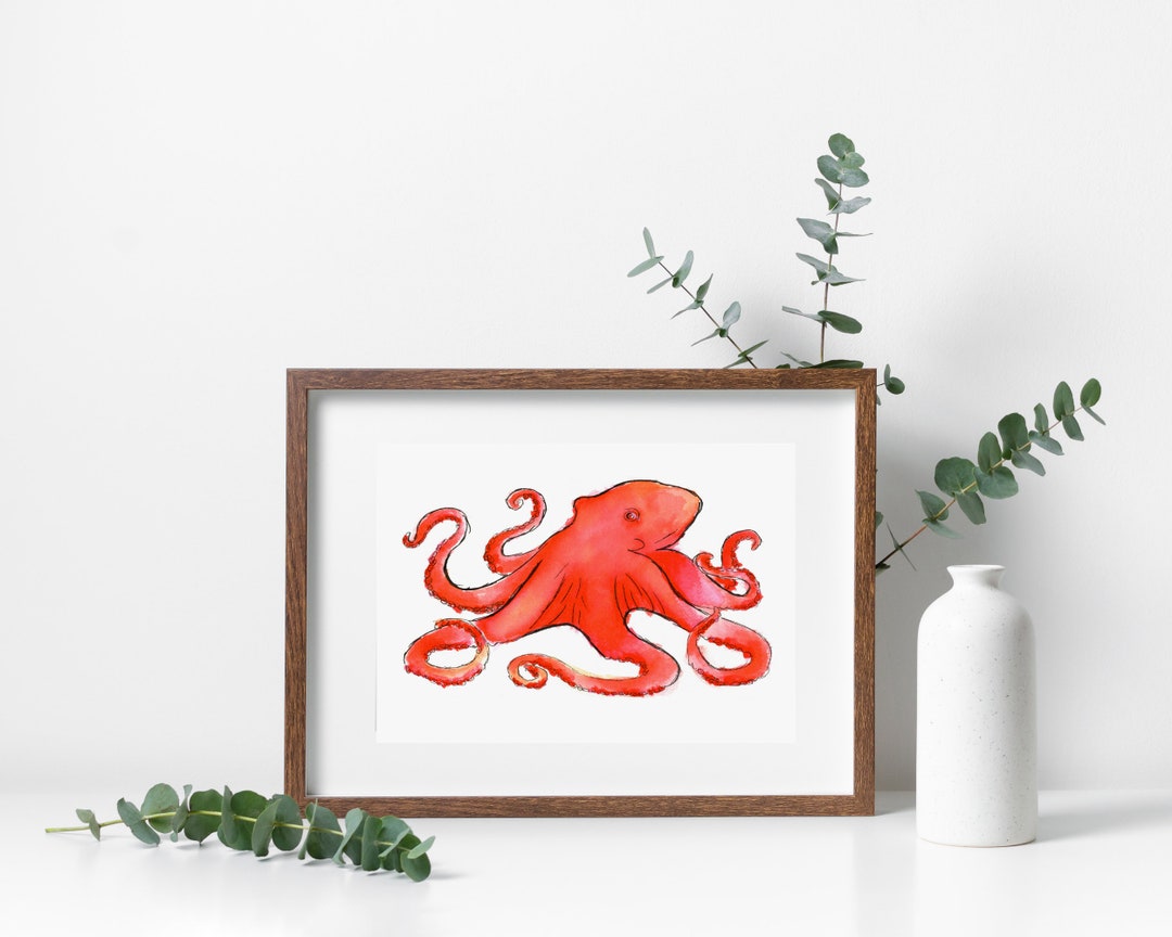 Octopus, Watercolor Octopus, Octopus Art Print, Watercolor Art Print ...