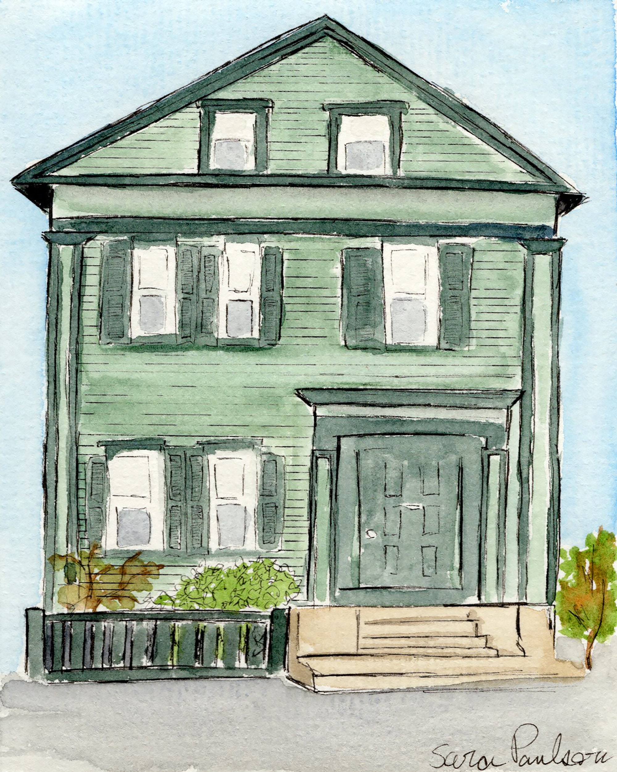Lizzie Borden House - Watercolor - Watercolor Art Print - Lizzie Borden ...