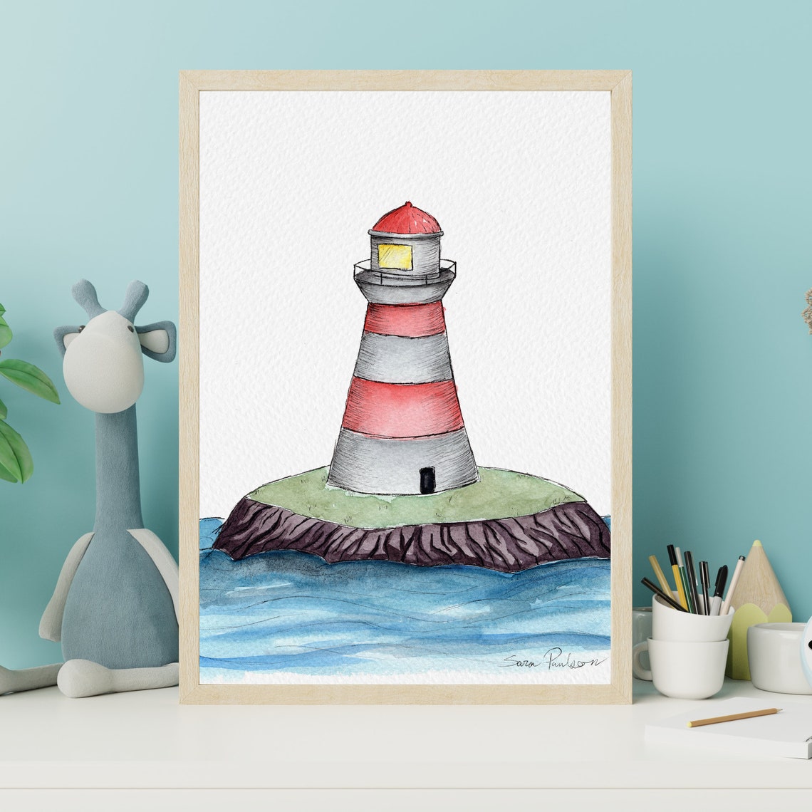 Watercolor Lighthouse Art Print Nautical Art Print - Etsy