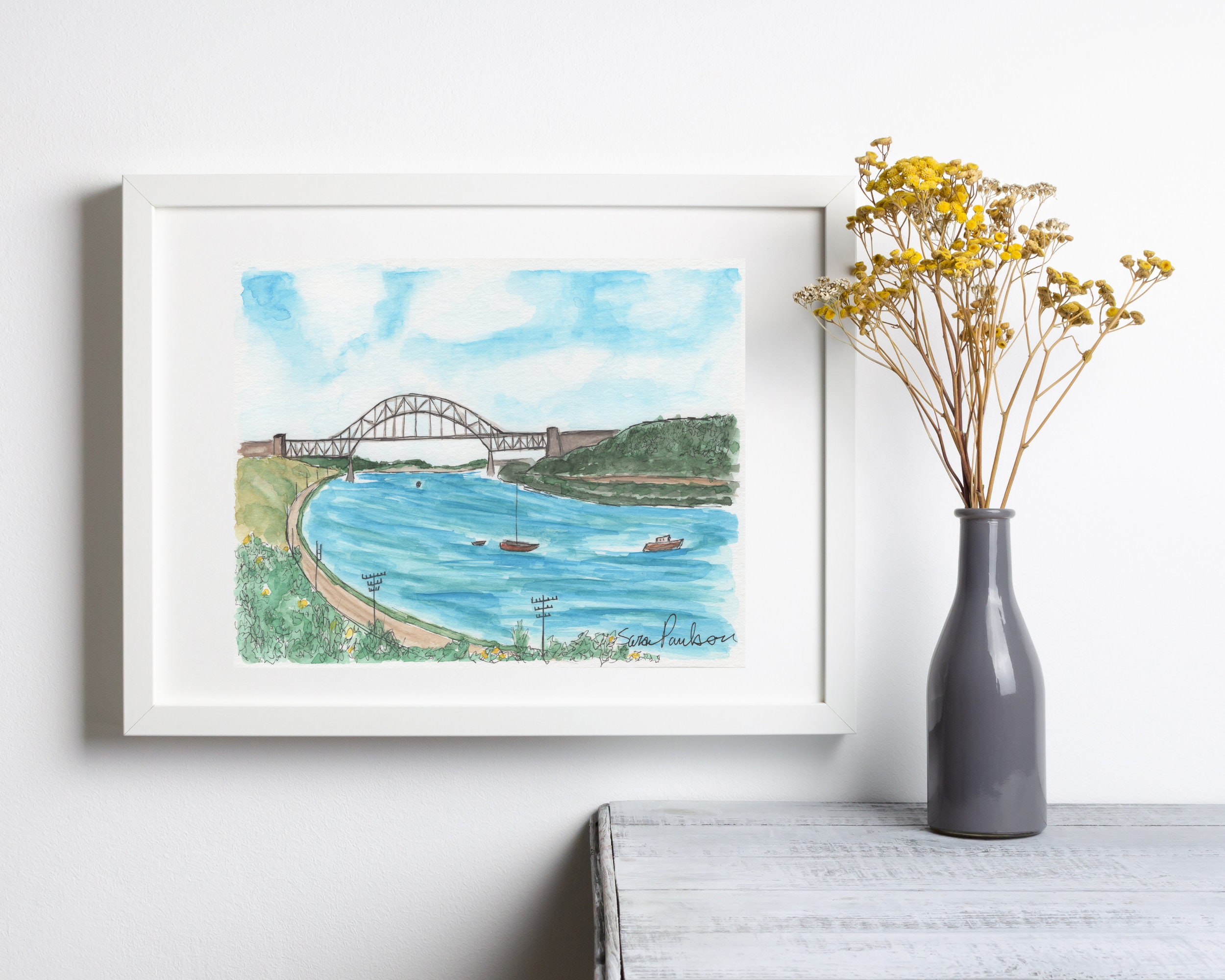 Watercolor Bourne Bridge Art Print Watercolor Art Watercolor - Etsy