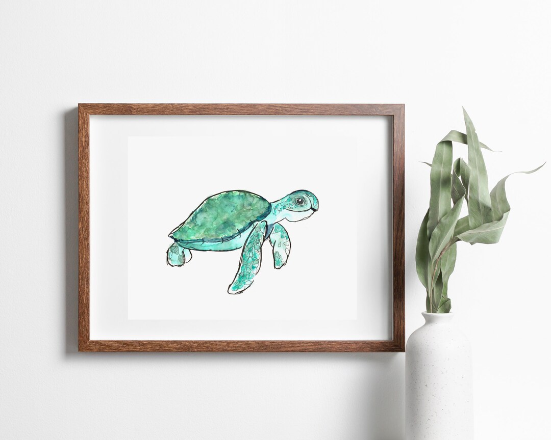 Watercolor Turtle Print - Sea Turtle - Green - Coastal - Art Print - Wall Art - Nautical ...