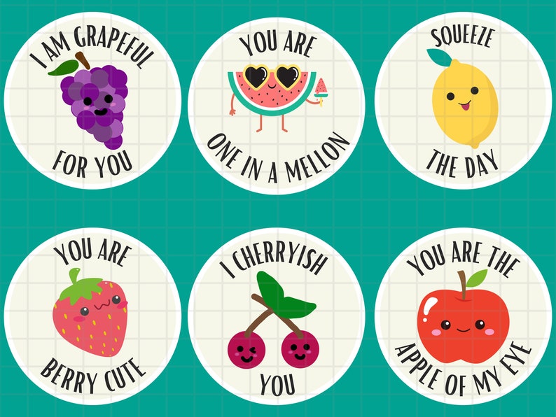 Fruit Pun Printable Sticker PNG SVG Clip Art Pack Cute - Etsy UK