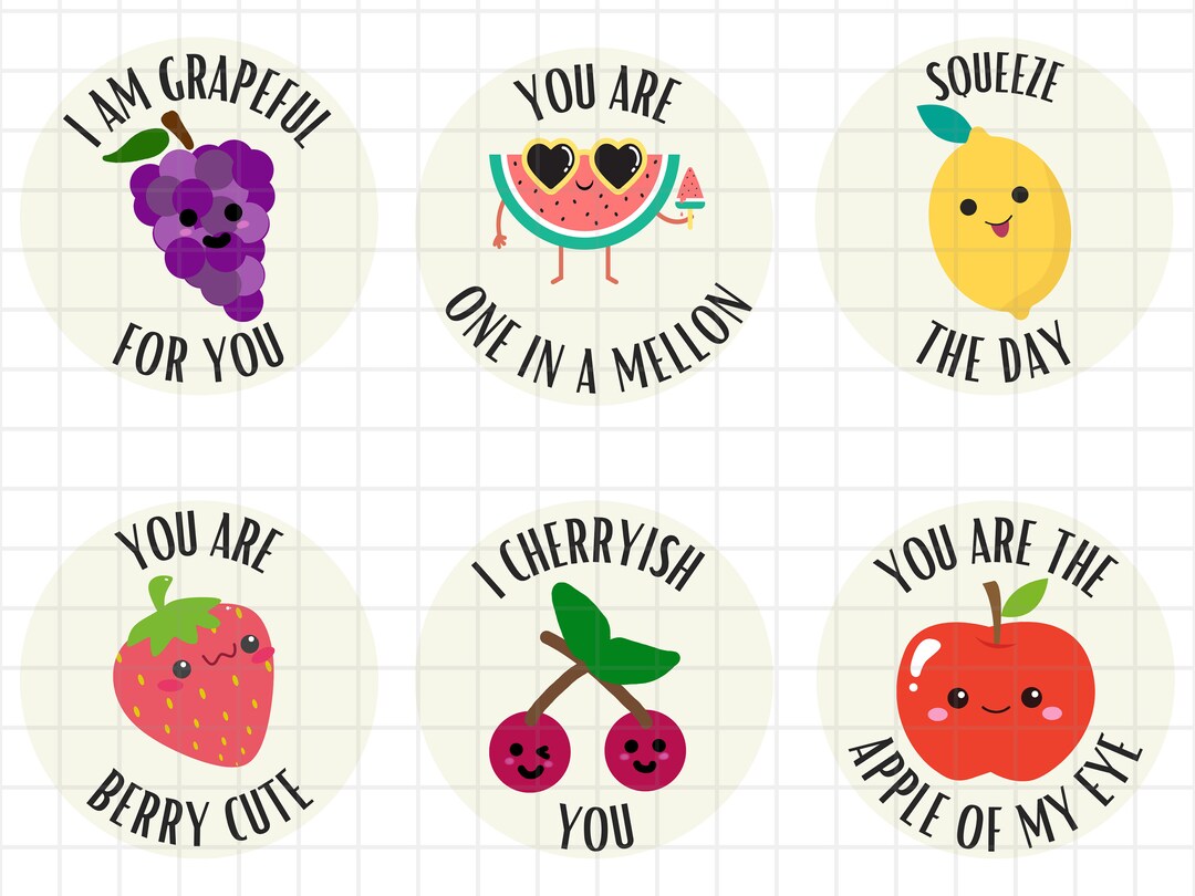 Fruit Pun Printable Sticker PNG SVG Clip Art Pack , Cute, Popular ...