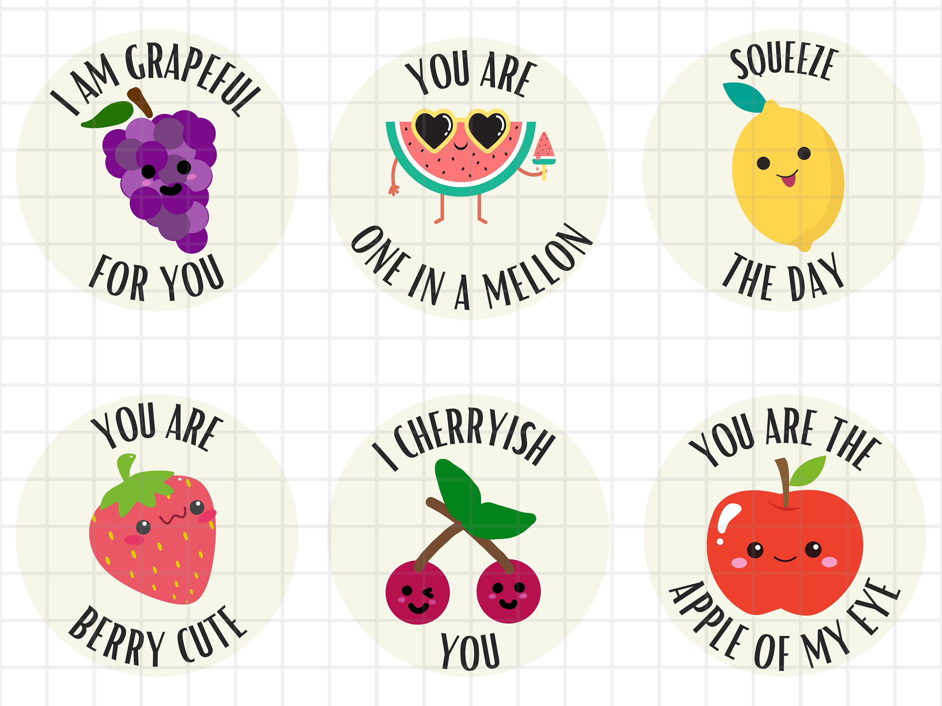 Fruit Pun Printable Sticker PNG SVG Clip Art Pack Cute - Etsy UK