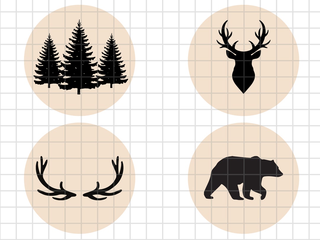 Wood Coaster SVG Template, Antlers, Deer, Hunting, Bear, Cabin, Woods ...