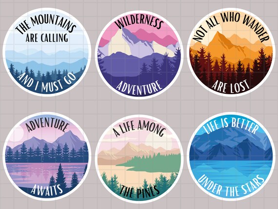 Adventure Printable Sticker Quotes PNG SVG Mountains - Etsy