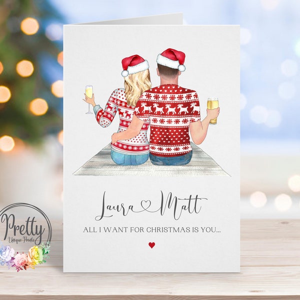 Couple Christmas Card - Etsy