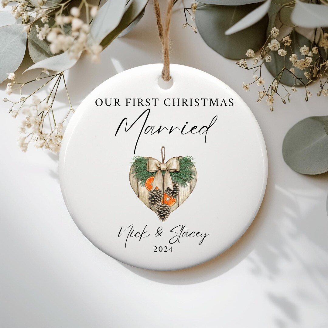 Personalised Couples First Christmas Married Bauble, Christmas Gift for ...