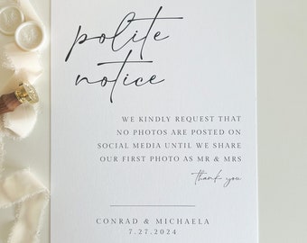 Personalised A5 A6 Unplugged Ceremony Wedding Card Polite Notice No ...